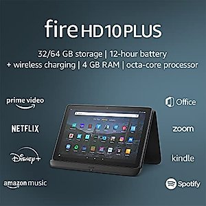 Introducing Fire HD 10 Plus tablet, 10.1" 1080p Full HD display, 64 GB, Slate + Made for Amazon, Wireless Charging Dock, without lockscreen ads