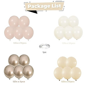 Blush Gold Beige Neutral Balloons 50pcs 12 inch Blush Champagne Gold Latex Balloons Sand White Nude Apricot Helium Balloons for Birthday Party Decoration Wedding Baby Shower Bride DIY Supplies