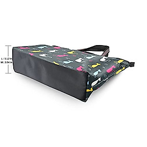 ZENWAWA Colorful Cat Silhouette Tote Bag Aesthetic, Zipper Large Capacity Women Grocery Bag Purse Shoulder Bag 2 Sizes