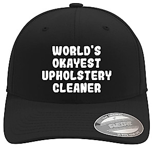 World's Okayest Upholstery Cleaner - Soft Flexfit Baseball Hat Cap, Black, Small/Medium