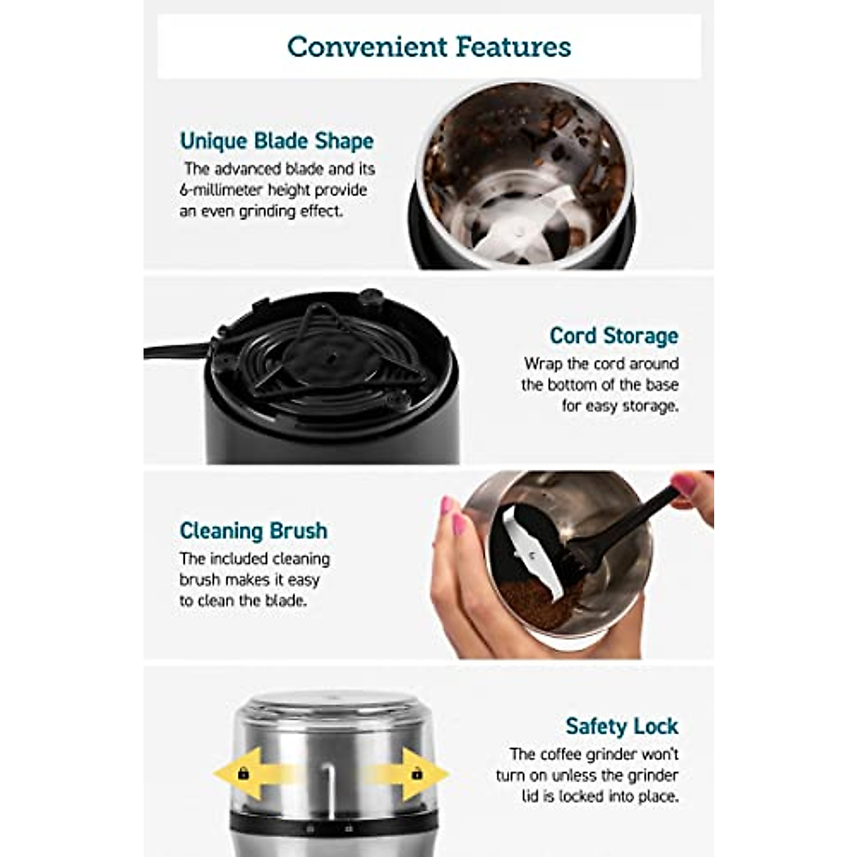 COSORI Coffee Espresso Grinder Electric, Food Grade Stainless Steel Blades, 12 Cups, Black