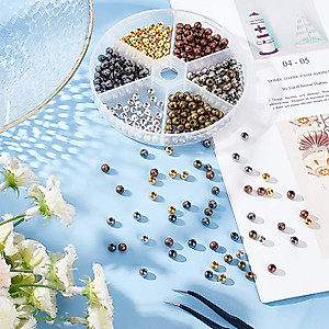 PH PandaHall 5mm Iron Round Spacer Beads, 420pcs 6 Colors Metal Smooth Loose Beads Jewelry Beads for Necklaces Bracelets Earrings Jewelry Making