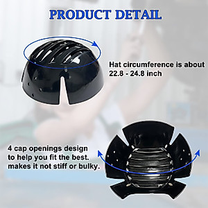2 Pack Universal Bump Cap Insert, Baseball Caps Insert, Breathable and Lightweight Hard Hat Insert, Provide Head Protection (2 Pack Black)