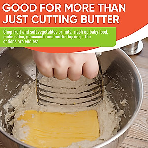 Spring Chef Dough Blender, Top Professional Pastry Cutter with Heavy Duty Stainless Steel Blades, Medium Size, Black