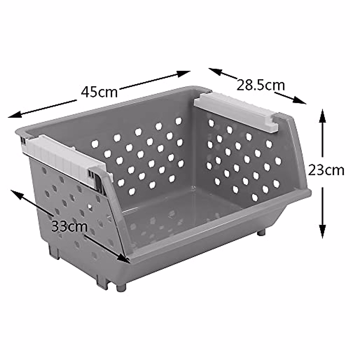 Ggbin 3-Pack Plastic Stackable Storage Bins, Gray Multi-functional Stacking Basket