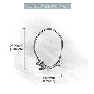 Lotus Fun S925 Sterling Silver Hoop Earrings Lovely Flying Dachshund Dog Big Round Hoop Earrings for Women (Sliver)