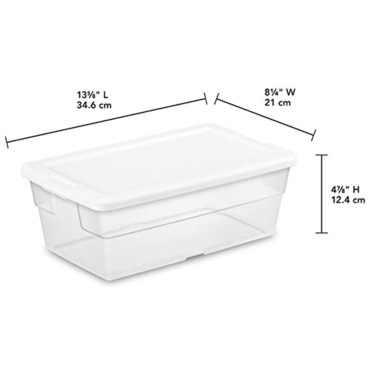 Sterilite 6 Quart Clear Plastic Stackable Storage Container Bin Box Tote with Snap-Close White Lid Organizing Solution for Home & Classroom, 36 Pack
