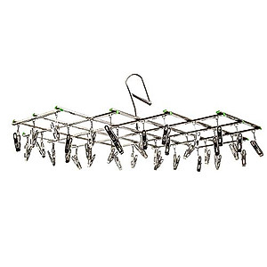 YITAQI Clothes Drying Rack with 35 Clips,Drying Stainless Steel Draining Folding Underwear Hooks Hanger Socks Clip Clothes Airer Dryer