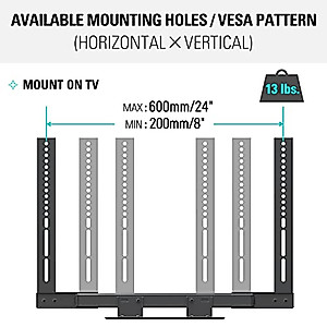 Mounting Dream Soundbar Mount with Easy Access Design for SONOS Beam, SoundBar Bracket with Sliding Block Fits TV up to VESA 600x400mm, Compatible with The Beam Constructed of Duty Aluminum Profile
