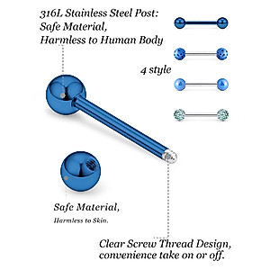 Vsnnsns 14G Nipple Rings Tongue Rings Piercing 14mm Stainless Steel Nipplerings Straight Barbell Nipple Rings Body Piercing Jewelry for Women Men 24 Pairs