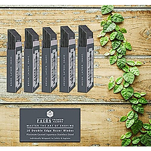 50 Facón Platinum Japanese Stainless Steel Double Edge Razor Blades for Safety Razor - Close Smooth Shaving Experience - 200+ Shaves