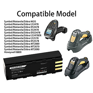 GIKYSUIZ 2-Pack 3400mAh Replacement Battery for Symbol/Zebra BTRY-LS34IAB00-00 Compatible with Symbol/Zebra LS3478 & LS3578 Series Handheld Barcode Scanner