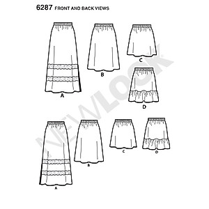Simplicity Creative Patterns New Look 6287 Misses' Pull On Skirt in Four Lengths, A (10-12-14-16-18-20-22)