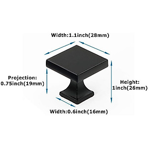 goldenwarm 20 Pack Black Cabinet Knobs for Dresser Drawers Kitchen Hardware Handles 1.1 inch Width Square Knob for Cabinets,Zinc Alloy