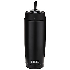 Thermos 18 Ounce Vacuum Insulated Cold Cup with Straw, Black