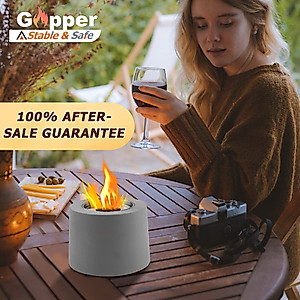 Tabletop Fire Pit, Rubbing Alcohol Fireplace Firepit Indoor Outdoor, Bio Ethanol Ventless Fire Pit, Mini Concrete Fire Bowl Clean Burning Real Flame for Patio Balcony