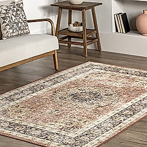 nuLOOM Jessa Faded Medallion Machine Washable Area Rug, 8' x 10', Peach
