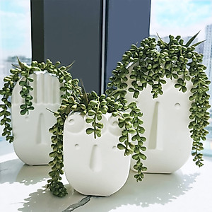 Supla 4 pcs Artificial Hanging Succulents Faux Burro's Tail Picks Trailing String of Pearls Succulent Greenery Sprays 13.4" L for Basket Planter Centerpiece Floral Arrangement Indoor Outdoor Decor