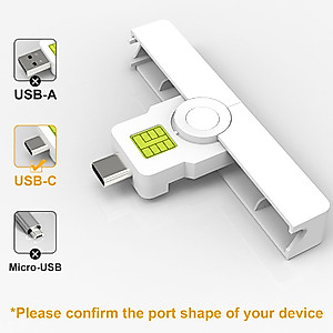 Type C Mini Foldable CAC Card Reader Military, Smart Card Reader DOD Military USB Common Access CAC, Compact PIV & Credit & ID Chip Card Reader, Compatible with Windows and Linux