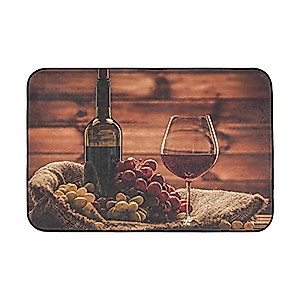 Kitchen Mat Red Wine Kitchen Floor Mat Cushioned Anti-Fatigue Kitchen Rug Fruit Grape Non-Slip Kitchen Rugs and Mats Comfort Mat for Kitchen, Floor Home, Office, Sink, Laundry