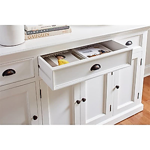 NovaSolo Halifax Mahogany Wood Buffet with 4 Doors 3 Drawers in White