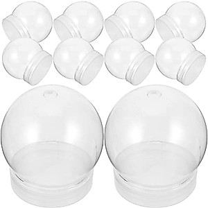 BESTOYARD Plastic Snow Globe DIY Snow Globes, 4inch Clear Plastic Water Globe Water Globe Jar with Screw Off Cap Candy Cookies Jar for DIY Crafts Christmas Plant Flower Moss Landscape 10pcs