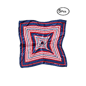 uxcell K75 Women Infinity Geometric Prints Square Shaped Neck Scarf Red Blue 5 Pack