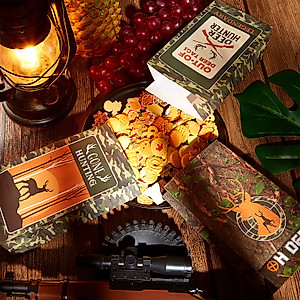 24 Pcs Hunting Party Bags Hunting Birthday Goodie Bags Camo Gift Bags with 24 Pcs Stickers Hunting Party Favors Candy Treat Bags for Christmas Birthday Baby Shower Party Boys Girls Gifts