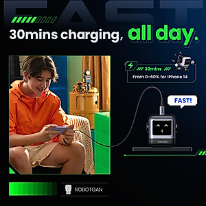 UGREEN RG 30W USB C Charger, Nexode Robot GaN Fast Charger Block, Compact Wall Charger Power Adapter for iPhone 15 Pro Max/14/13, Galaxy S24 Ultra, Pixel 7 Pro, MacBook Air, iPad Pro (Black)