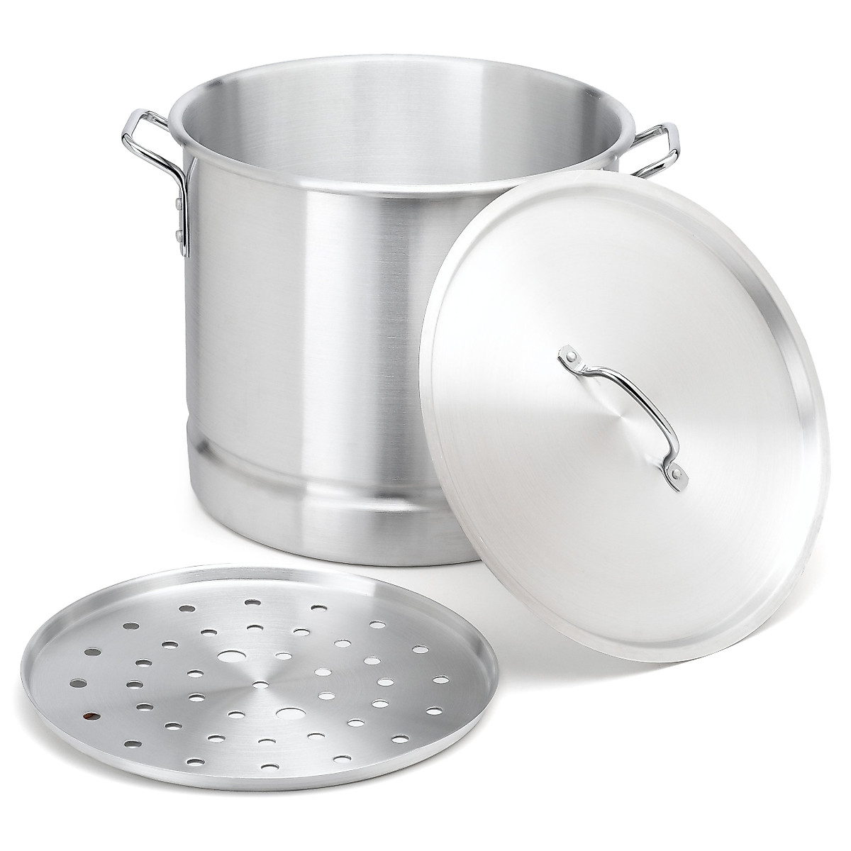IMUSA USA Aluminum Tamale and Steamer Pot 32-Quart, Silver