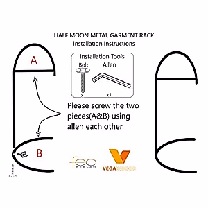 VEGAINDOOR Half Moon Metal Clothes Rack Strong Garment Rack, Industrial Clothing Rack,Heavy Duty Clothes Rack,Portable Clothing Rack Hanging Clothes Rack for Small Spaces and Rooms,Metallic Gray