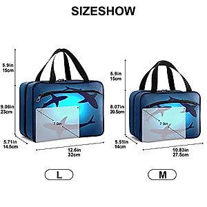 Naanle Medicine Storage Bag Floating Sharks Empty Large Family First Aid Box Pill Bottle Organizer for Home Office Car Outdoor Travel Camping Emergency Medical Supplies