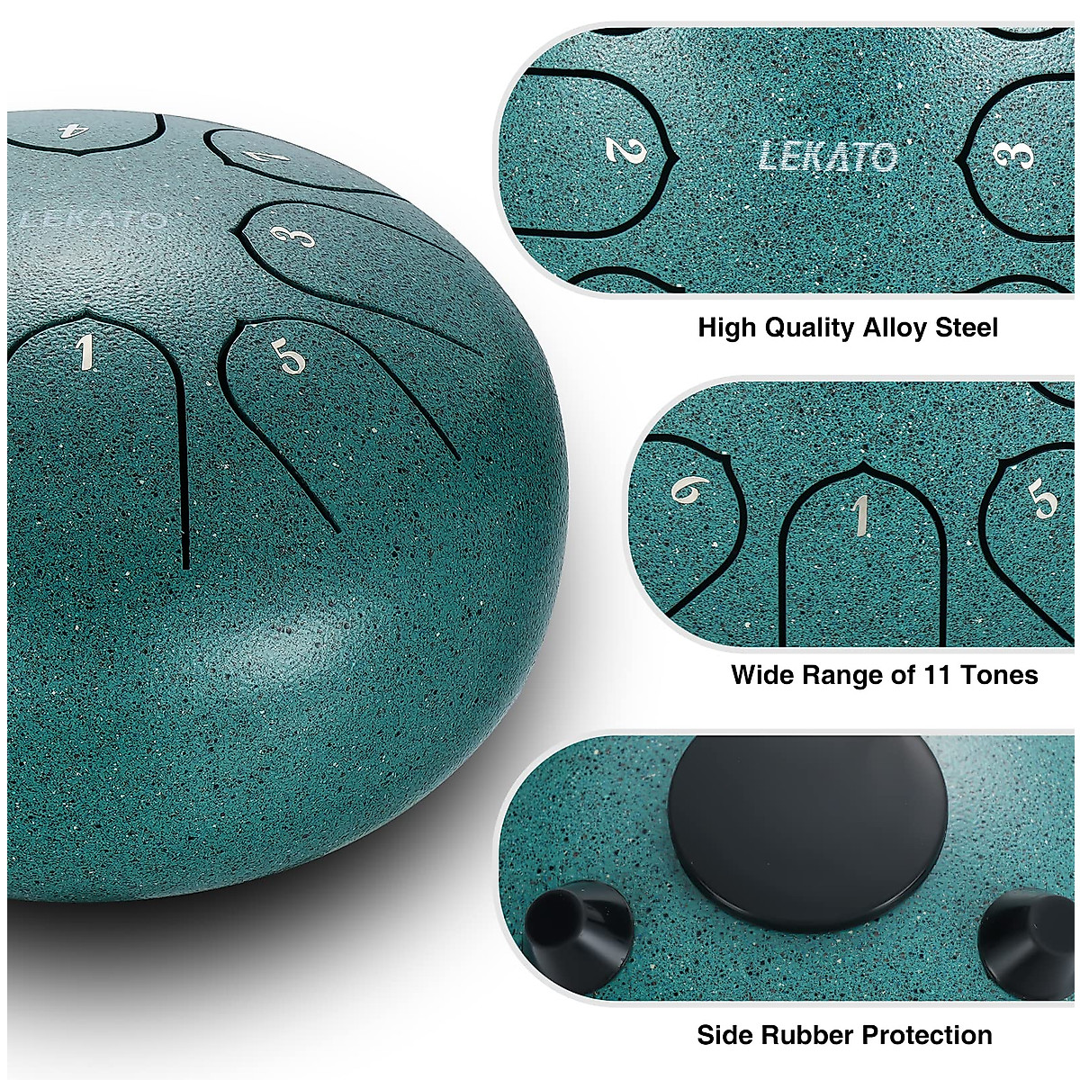 Steel Tongue Drum for Beginner, LEKATO 6 Inch 8 Notes Steel Hanpan Drum Percussion Christmas Birthday Gift, C Key,with Song Book, Drum Mallets