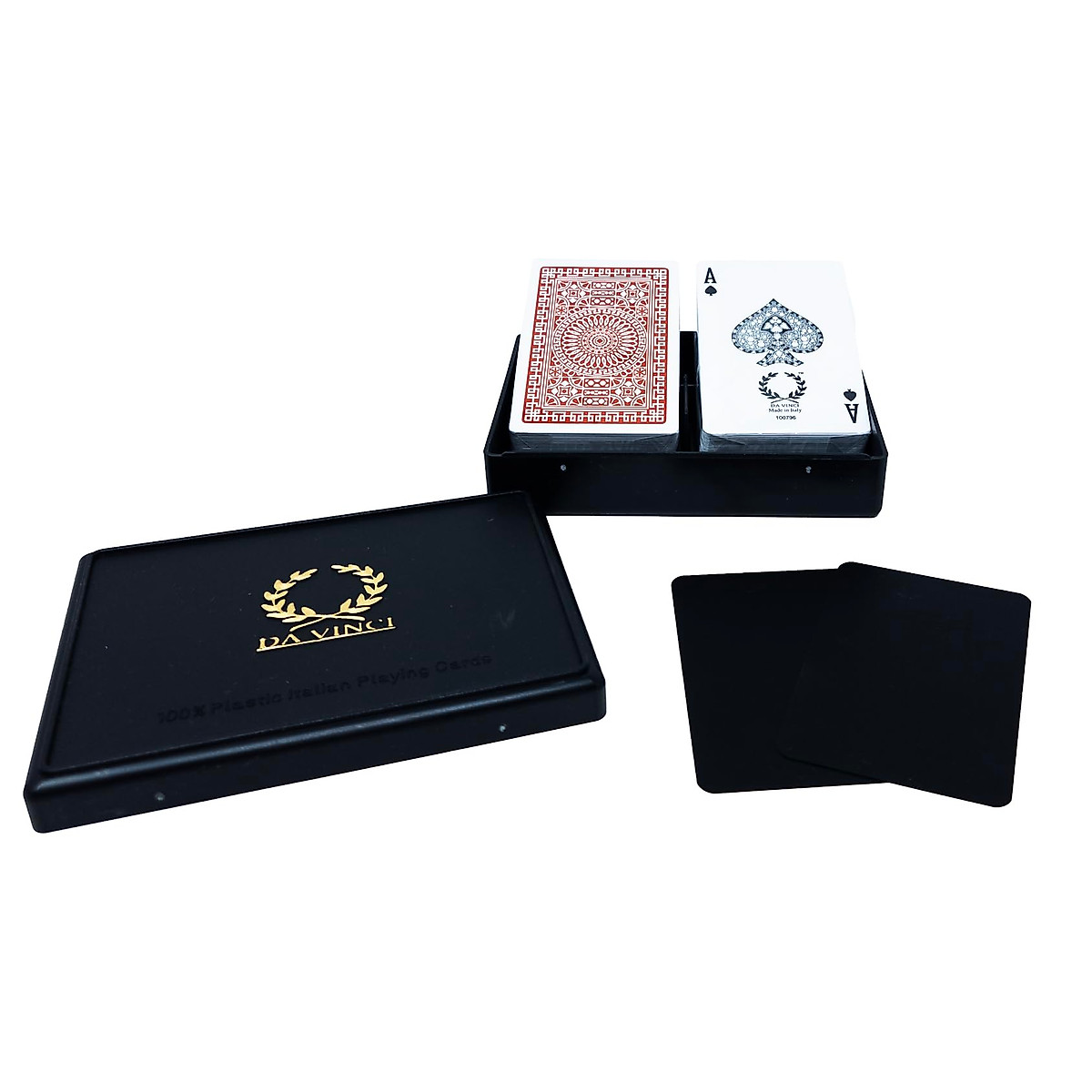 DA VINCI Palermo, Italian 100% Plastic Playing Cards, 2 Deck Set with Hard Shell Case and 2 Cut Cards (Bridge Size Regular Index)