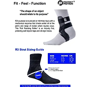 Protekt Motion - R3 STRUT High Performance Sports Ankle Brace; 3X The Ankle Roll Resistance of Old-style Lace-up & Stirrup Braces (Left, Medium)