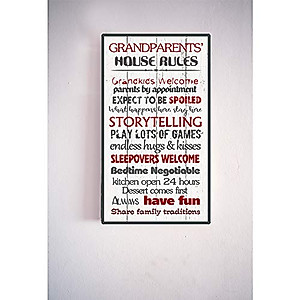Calien Grandparents House Rules Gifts for Grandma and Grandpa Decorative Wall Art Sign Plaque 13.5 x 8 Inch