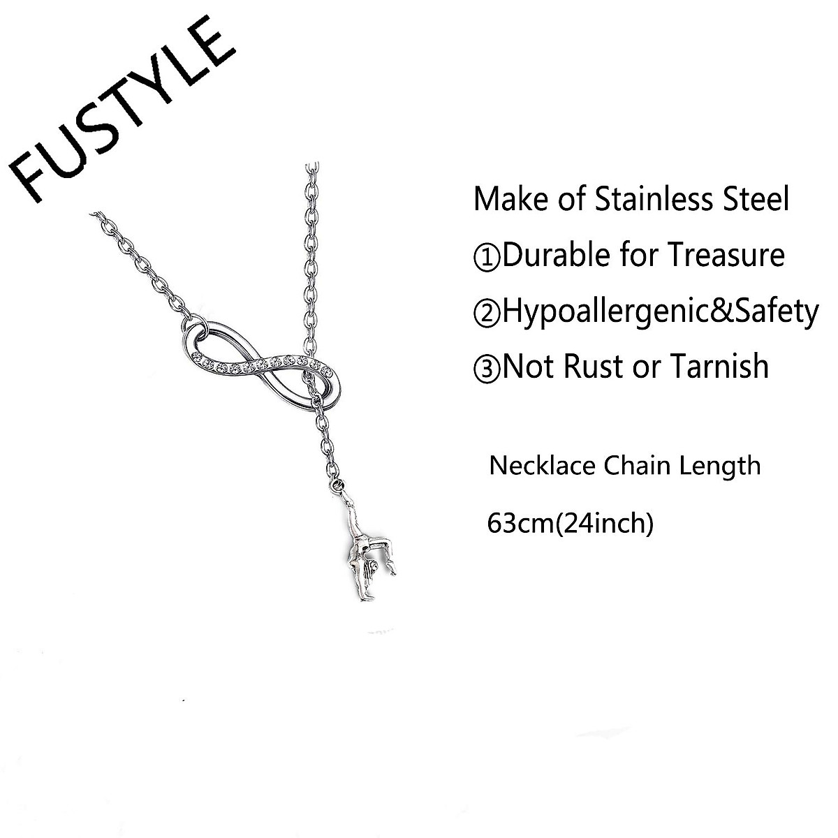 FUSTMW Gymnast Gift Gymnastics Y Necklace Infinity Love Charm Gymnast Jewelry Gymnastics Class Gift for Women
