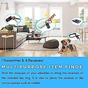 Key Finder: EIRIX Wireless Item Locator with 80dB Loud Sound and 131ft Working Range, New Fabric Slim Key Tracker for Finding Key, Remote, Pet and Wallet 1 Transmitter + 4 Receivers