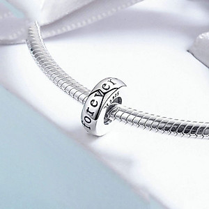 925 Sterling Silver Spacer Charm Clip Charm Stopper Charm Star Charm Flower Charm Love Charm for Pandora Charm Bracelet (C)