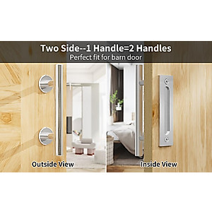 CCJH 9.5" Stainless Steel Sliding Barn Door Handles Pull Flush Hardware Set,Double Side for Gates Garages Sheds Furniture