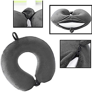 Travel Neck Pillow - Memory Foam Pillow Support Pillow,Luxury Compact & Lightweight Quick Pack for Camping,Sleeping Rest Cushion (Grey)