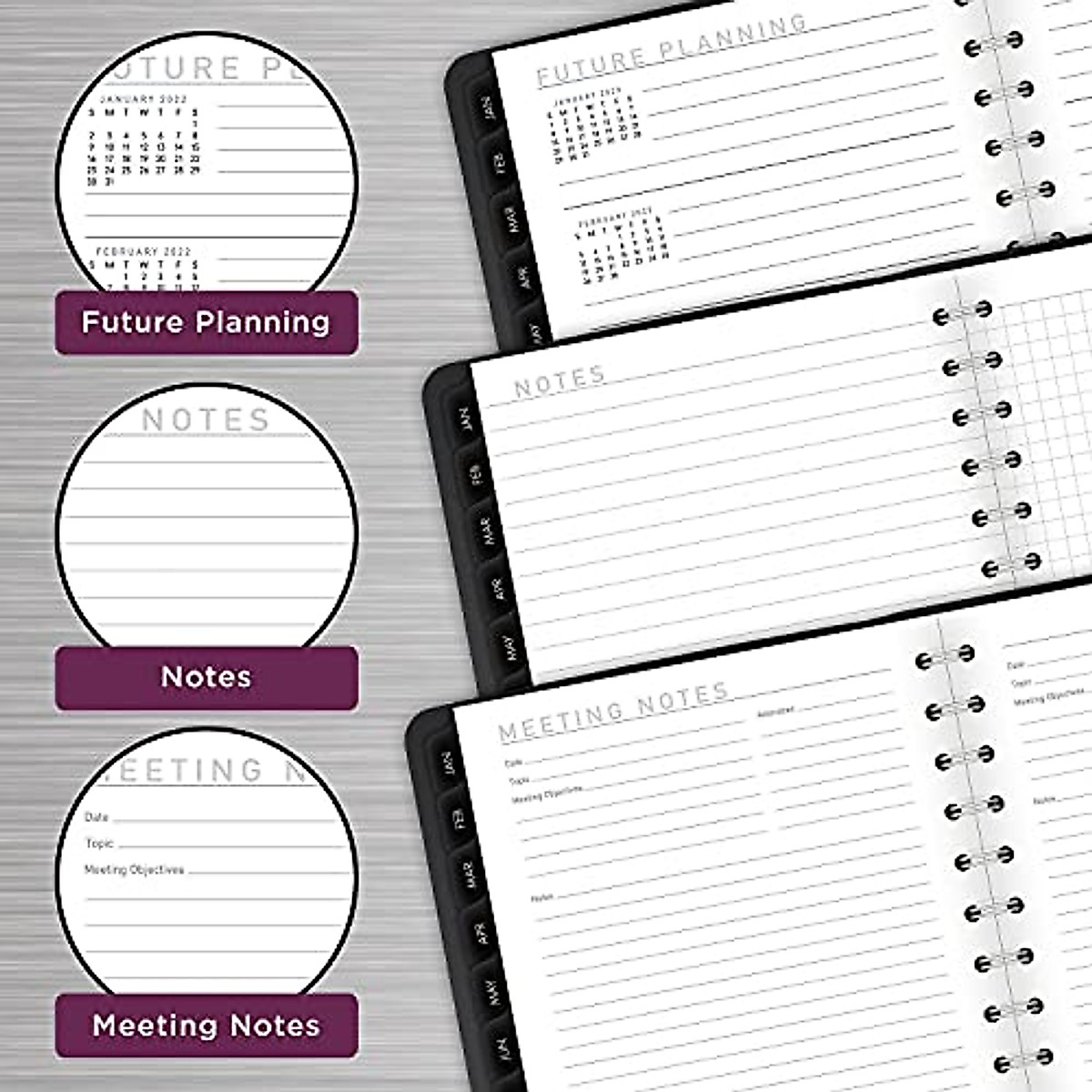 2022 Weekly & Monthly Planner by AT-A-GLANCE, 7" x 8-3/4", Medium, Contemporary, Black (70545X05)