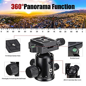 70 Inch Tripod for Camera,Stable Aluminum Travel Tripod, Photography Tripod with 360 Degree Ball Head and Carry Bag, Camera Stand for Ring Light & Canon Nikon Sony DSLR