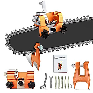 ZFULVO Chainsaw Sharpener,Chainsaw Vise and Hand-Cranked Chainsaw Sharpening Jig Kit,Portable Chain Saw Shaperener Tool for All Chain Saws and Electric Saws, with 5 Grinding Rod