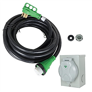 labwork 50A 30 Feet Locking RV Extension Cord & Power Inlet Box 14-50P to SS2-50R Generator Extension Cord with SS2-50P Generator Inlet