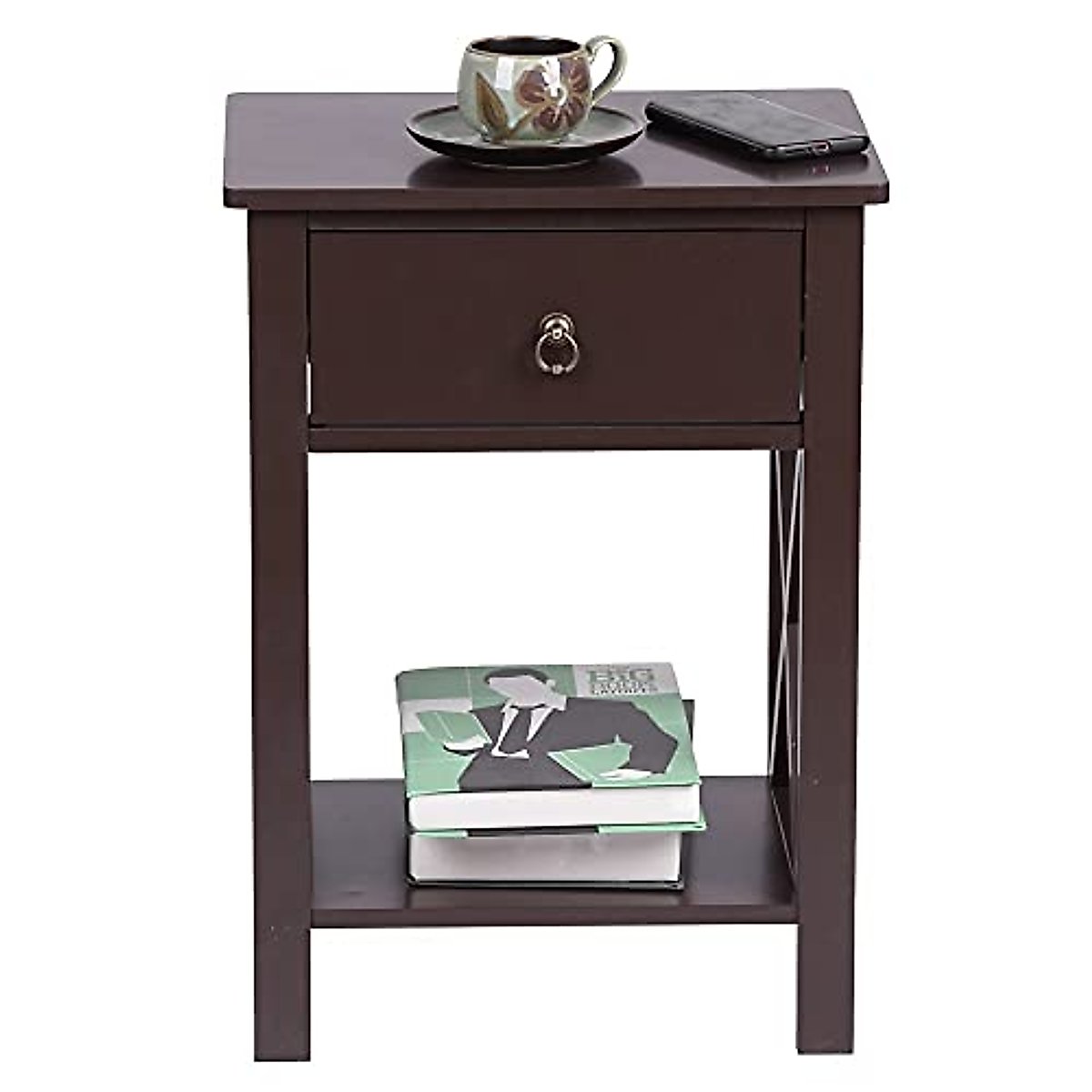 MJWDP Three Colors 40x30x55cm Side Intersection Style Bedside Table Coffee Table Nightstand with Two-Layer Drawer (Color : D)