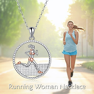 CRMAD Running Necklace for Women Sterling Silver Runner Pendant Marathon Outdoor Sport Gift