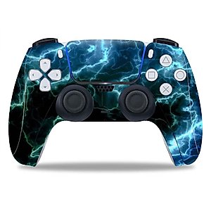 FOTTCZ Vinyl Skin for PS5 Digital/Disk Controller, Sticker Decorate and Protect Device Surface, Cyan Light