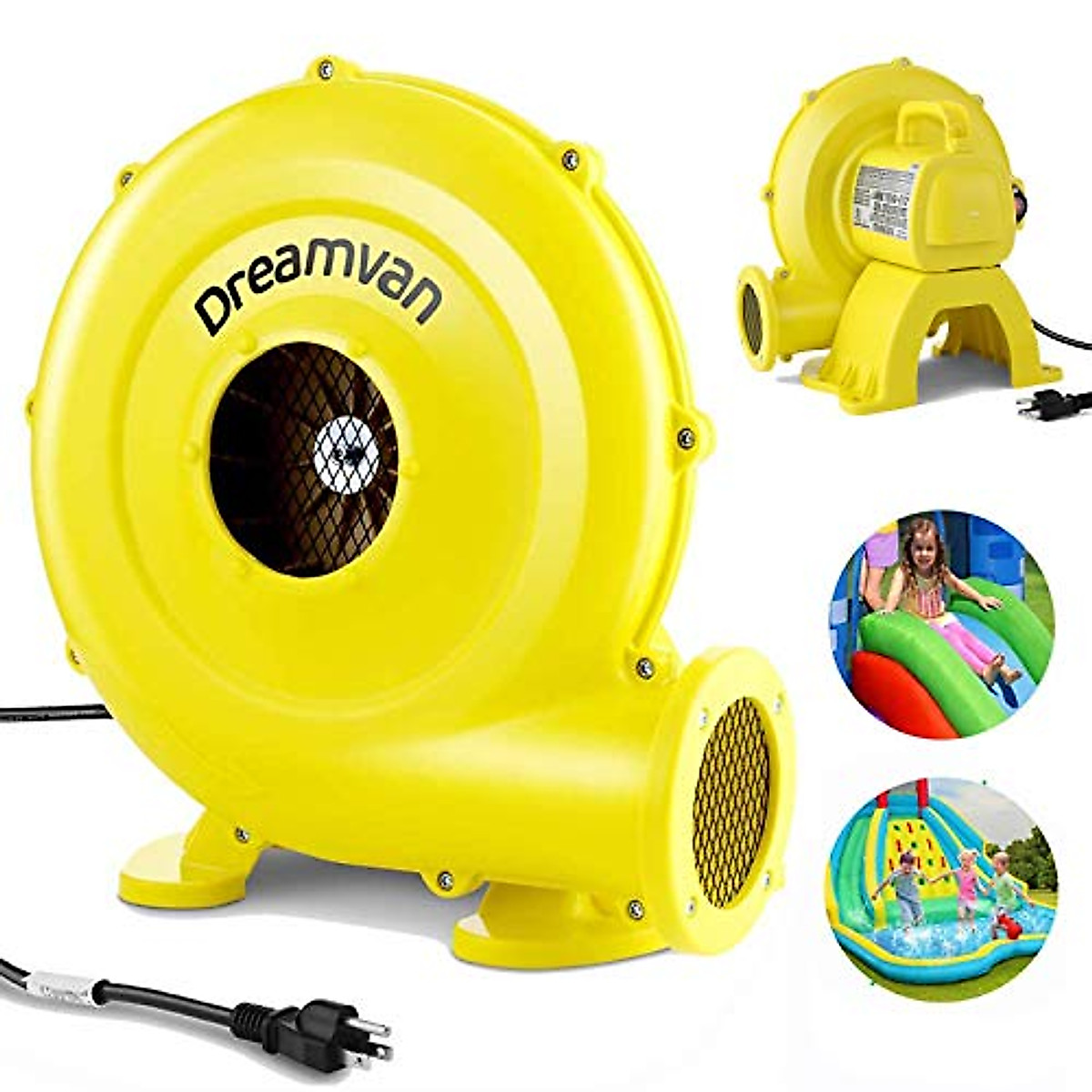 Inflatable Bouncer Blower, Electric Air Blower Fan for Inflatable Bounce House, Jumper, Bouncy Castle(450W 0.6HP), Commercial Inflatable Blower Bounce House Blower, Convenient to Carry Yellow