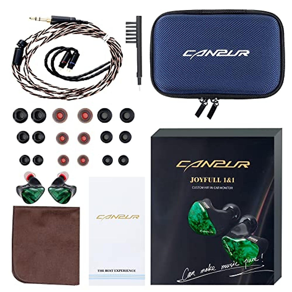 Canpur JF1&1 IEM in Ear Monitor Earphones(1BA+1DD), Wired in-Ear Earphone with Dynamic Drive and Balanced Armatured HiFi Headset for Musician(1BA+1DD,Green)
